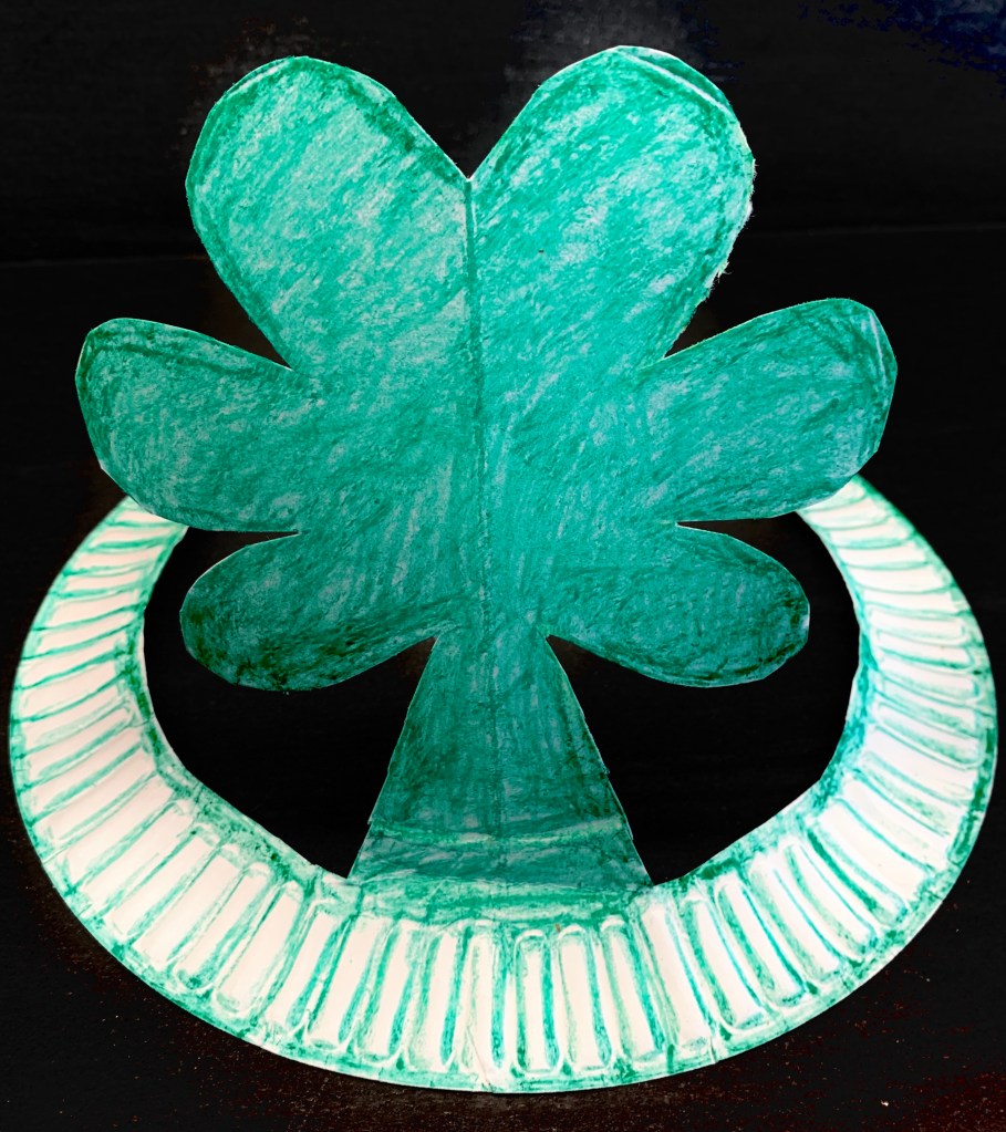 Paper Plate Shamrock Hat