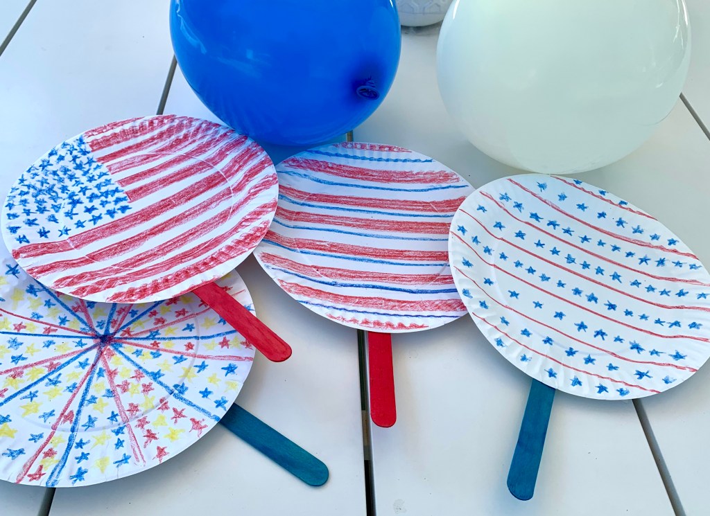 Patriotic Balloon Paper Plate Paddle Games
