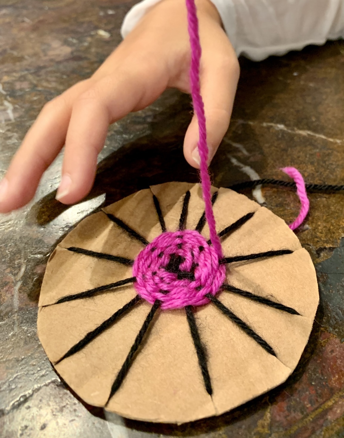 Cardboard Circle Weaving