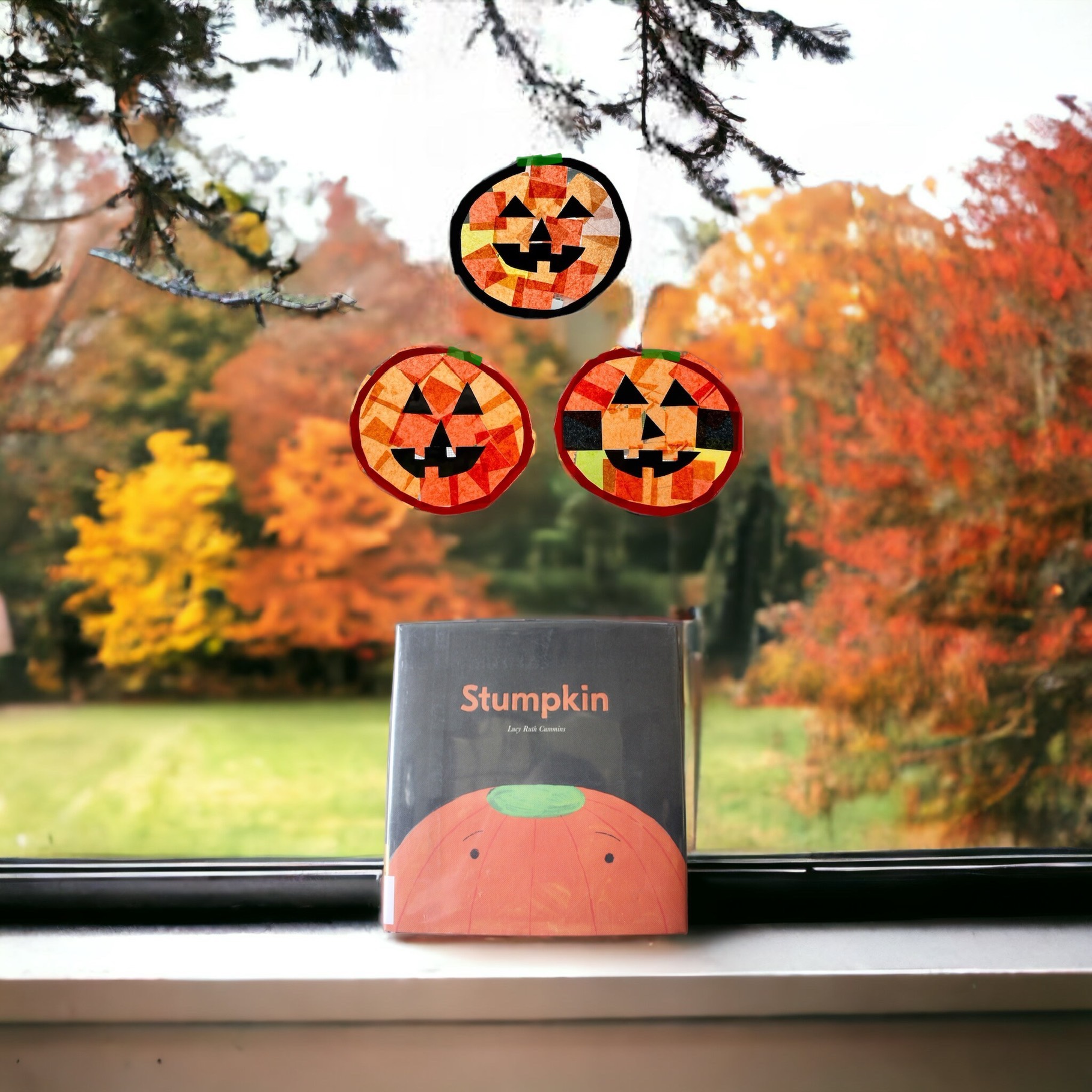 “Stumpkin” and Pumpkin Sun Catchers