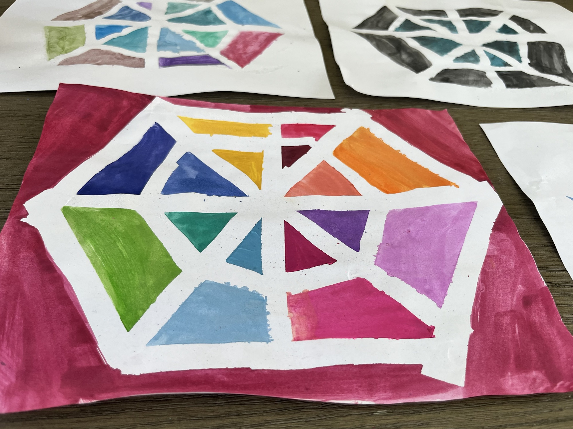 Watercolor Tape Resist Spider Webs