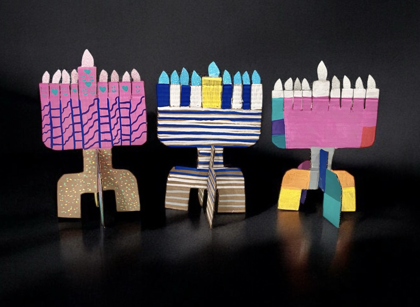 3D Cardboard Menorahs