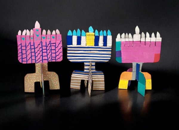 3D Cardboard Menorahs