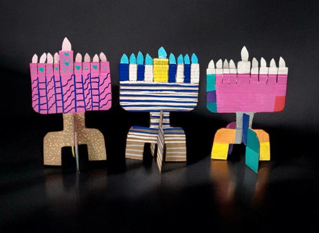 3D Cardboard Menorahs