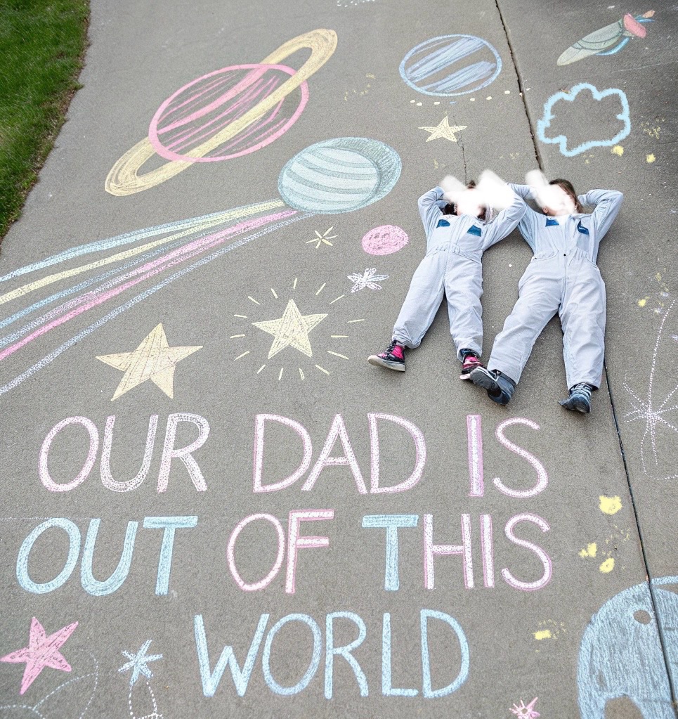 “Our Dad (Grandpa) is Out of This World” Chalk Portrait