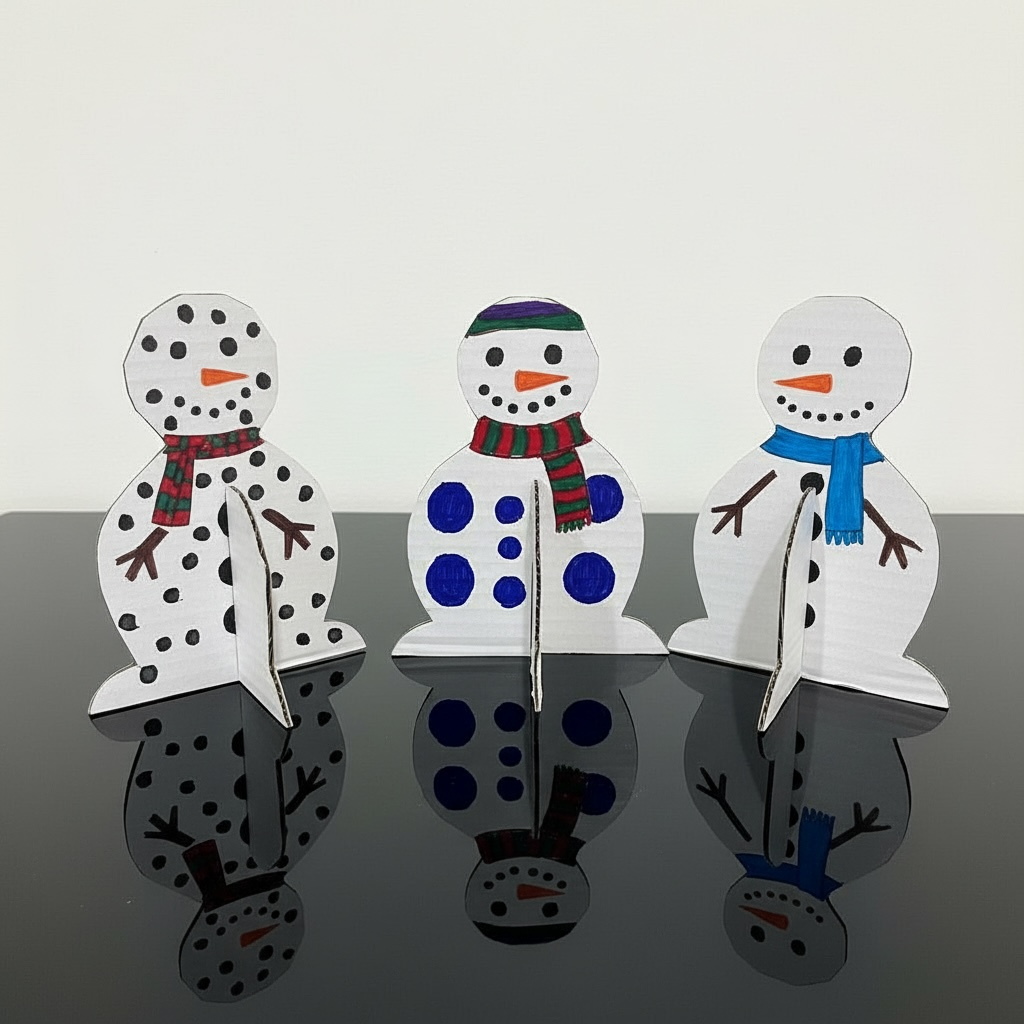 Making 3D Cardboard Snowmen While Reading Snowmen Children’s Books